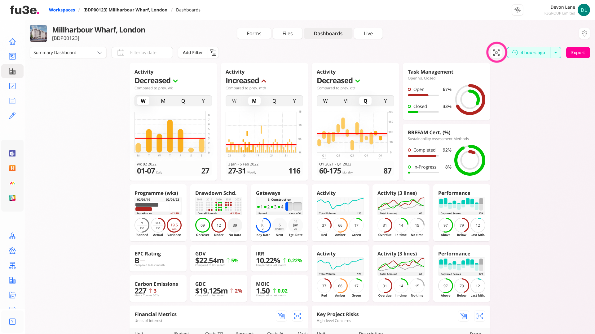 View Dashboards in Full-Screen Mode